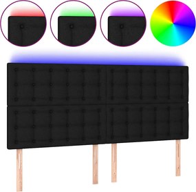 Čelo postele s LED černé 200x5x118/128 cm textil 3122882