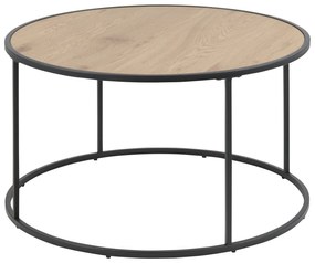 Okrągły stolik kawowy w stylu industrialnym Dąb Czarny LONEY