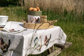 Béžový bavlněný ubrus se slepičkami Barnyard Chicken - 100*100 cm