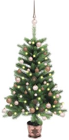 Umělý vánoční stromek s LED a sadou koulí 65 cm zelený 3077637