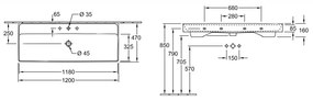 Villeroy & Boch Villeroy &amp; Boch COLLARO - Umyvadlo na skříňku 1200x470x160 mm, bez přepadu, bílá Alpin CeramicPlus 4A33C2R1