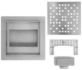 Podlahová vpust REA DOTS 15x15 cm, nikl kartáčovaný