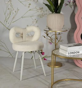 Designová jídelní židle Ilary Mini bouclé bílá