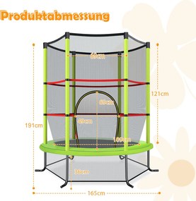 Costway Ø165 cm zahradní trampolína s ochrannou sítí trampolína do 135 KG pružná