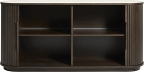 Komoda s keramickou deskou s posuvnými dveřmi v tmavě přírodní barvě 165x76x45 cm Enna – Unique Furniture