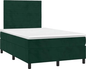 Box spring postel s matrací a LED tmavě zelená 120x190 cm samet 3270320
