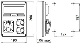 Zásuvková skříň ETI EDS8 RCD 2/1 32 B+C IP44 2x230V 1x400V/32A/5P 001105202