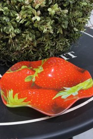 Červená miska na ovoce v jahodovém designu 24cm