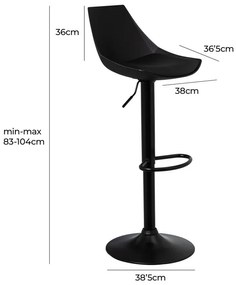 Černé barové židle s nastavitelnou výškou z imitace kůže v sadě 2 ks (výška sedáku 56,5 cm) – Casa Selección