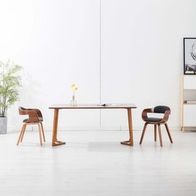 Jídelní židle 2 ks tmavě šedé textil a ohýbané dřevo 279476