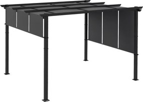 Outsunny Pavilon cca 3,5 x 3 m Pergola, Zastřešení Terasy, Kryt s Boční Stěnou pro Zahradu, Terasu, Tmavě Šedá | Aosom
