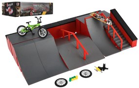 Skatepark - rampy,kolo prstové,skateboard prstový plast s doplňky 2 barvy v krabici 43x25x12cm
