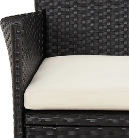 5dílný zahradní bistro set s poduškami černý polyratan 3187433