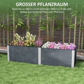 Vyvýšený záhon Outsunny s otevřeným dnem, šedý květinový a sadbovačový truhlík, záhon na zeleninu a bylinky 200x50x56 cm pro zahradu a balkon |