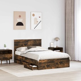 Rám postele s čelo Kouřový dub 120 x 200 cm Inženýrské dřevo 3410725