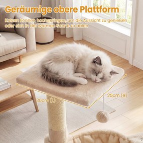 Costway 64 cm Škrabací sloupek Sledovací místo Houpací síť Sisal