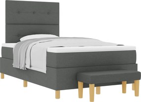 Postel s boxspringem s čelo Tmavě šedá 200 x 120 cm textil 3344290