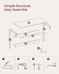 Vasagle Věšák na kabáty nástěnný s policí, přírodní-bílá LCR101W09