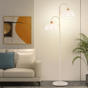 Costway Stojací lampa se 2 světly a nožním spínačem otočná stromová lampa o 350°