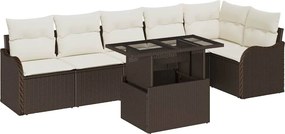 Set pohovek 7 ks Hnědá Poly ratan 3348474