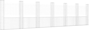 Gabionový koš ve tvaru U se 7 sloupky železo 740 x 20 x 200 cm 151294