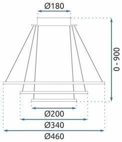 Toolight Závěsné LED osvětlení Urban B6 G042-3CP zlaté
