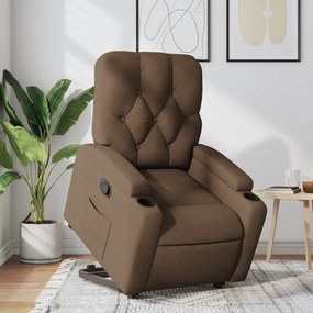 Zvedací polohovací křeslo hnědé textil 3204714