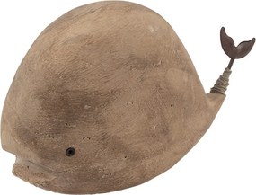 Hnědá dřevěná dekorace velryba Rustic - 26*7*14 cm