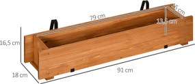 Obdélníkový dřevěný truhlík Outsunny pro podlahu nebo zeď do městské zahrady s 2 odtokovými otvory a 2 háčky na rostliny a květiny na balkoně nebo te…