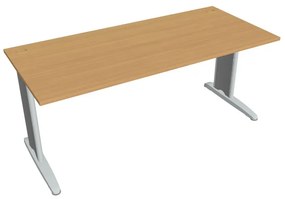 Stůl pracovní rovný 180 cm - Hobis Flex FS 1800 Dekor stolové desky: buk, Barva nohou: Stříbrná