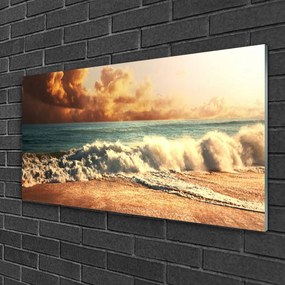 Obraz na skle Oceán Pláž Vlny Krajina 120x60 cm