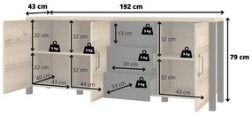 Komoda OLIN OI47 appenzeller fichte / černá