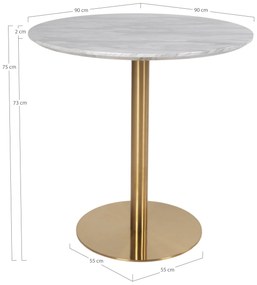 Kulatý jídelní stůl Barcia mramorovaná/mosazná 90 cm