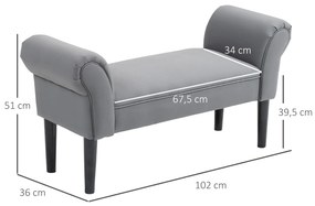 HOMCOM Lavice k posteli, čalouněná lavice, sedací lavice, lavice do ložnice, nosnost až 130 kg, plátno, tmavě šedá, 102 x 36 x 51 cm | Aosom