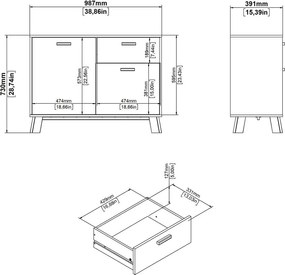 Bílá/v přírodní barvě komoda v dekoru dubu 99x73x39 cm Ikast – Tvilum