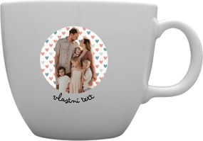 Personalizovaný MEGA XXL keramický hrnek 1 000 ml s výřezem fotky na podkladu