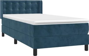 Box spring postel s matrací tmavě modrá 90x190 cm samet 3131175