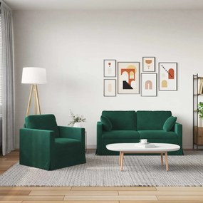 Set pohovek 2 ks Tmavě zelená samet 3407553