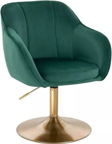 LuxuryForm DESIGN Otočná židle AVOLA VELUR na zlatém talíři - zelená
