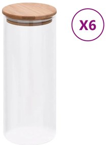 Skleněné dózy s bambusovým víčkem 6 ks 1000 ml 150696