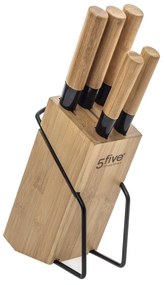 Sada 5ti kuchyňských nožů na bambusovém stojanu
