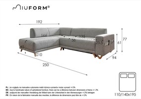 Šedá rozkládací/s úložným prostorem rohová pohovka (levý roh/do L) Classy Sophie – Miuform