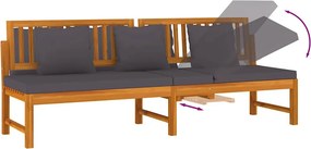 vidaxL Válenda s šedou poduškou 200 x 60 x 75 cm masivní akácie 312145