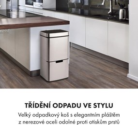 Klarstein TouchLess, odpadkový koš, senzor, 72 l, 4 nádoby, ABS / PP / ušlechtilá ocel