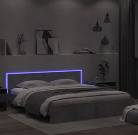 vidaXL Rám postele s čelem a LED osvětlením 180 x 200 cm [3207594] Barva: Betonová šedá