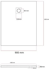 Gamma Erga Oldaf, SMC obdélníková sprchová vanička 140 x 90 cm, černá matná, ERG-GMA-OL-90140BK