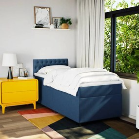 Box spring postel s matrací modrá 90x190 cm textil 3285756
