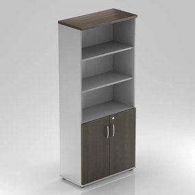 NABYTEK-DESIGNOVY.CZ - S582 07 - Kancelářská skříň Komfort, 80x38,5x183,5 cm, dveře 2/5 , kaštan/šedá