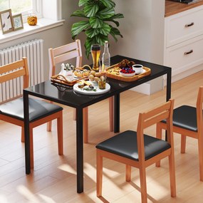 HOMCOM LED jídelní stůl kuchyňský stůl pro 4 osoby, tvrzené sklo a kov, černý, 120x60x75cm, moderní a stylový | Aosom.de
