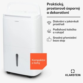 Klarstein DryFy Connect 40 Smart, Odvlhčovač vzduchu, Wi-Fi, Kompresní, 40 l/d, 35–45 m², Bílý